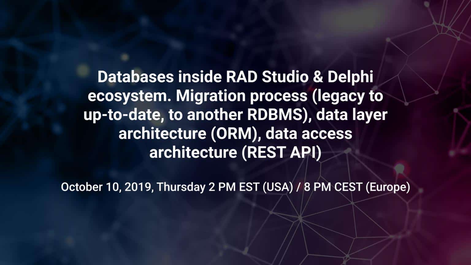 Databases Inside Delphi Ecosystem Webinar Landgrafdev